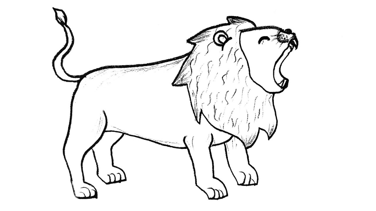 Lion Drawing Easy || How To Draw Lion Drawing Easy Step By Step - YouTube