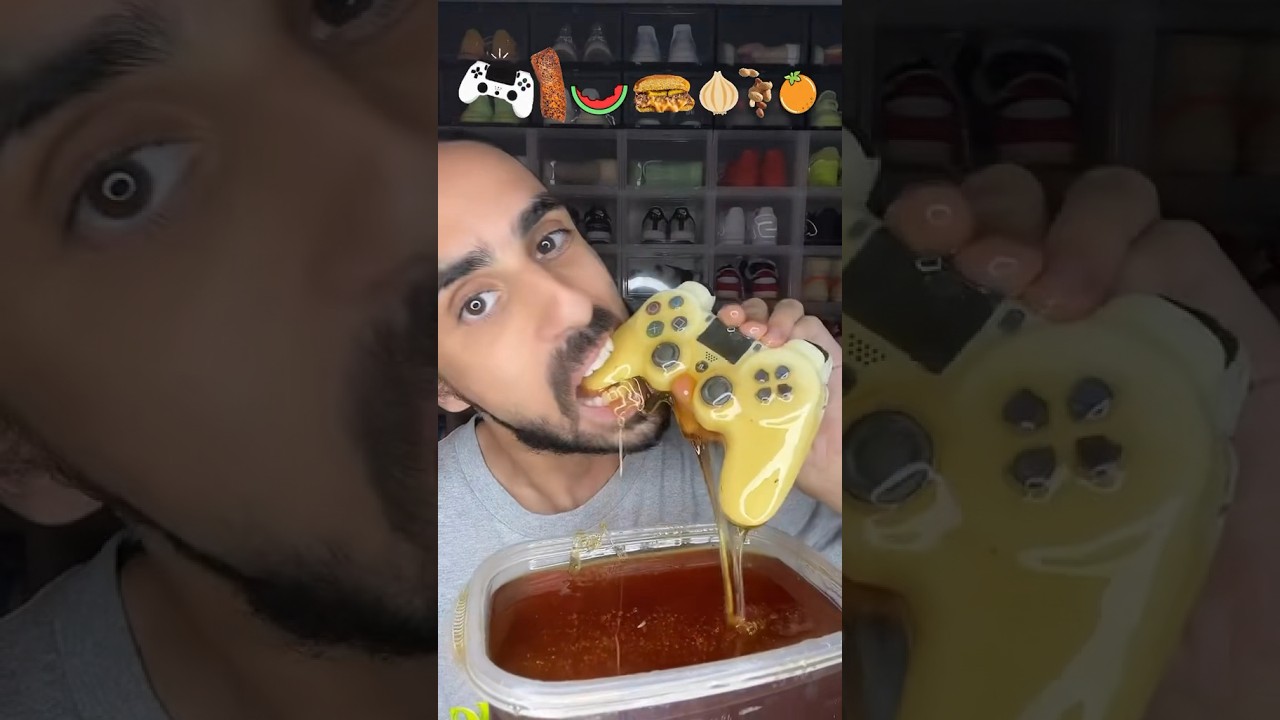 Food ASMR Eating a Playstation Controller and other snacks! #asmr #food ...