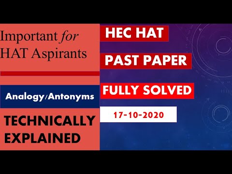 HEC HAT test preparation 2021| HEC HATpast paper| Analogy and antonyms ...