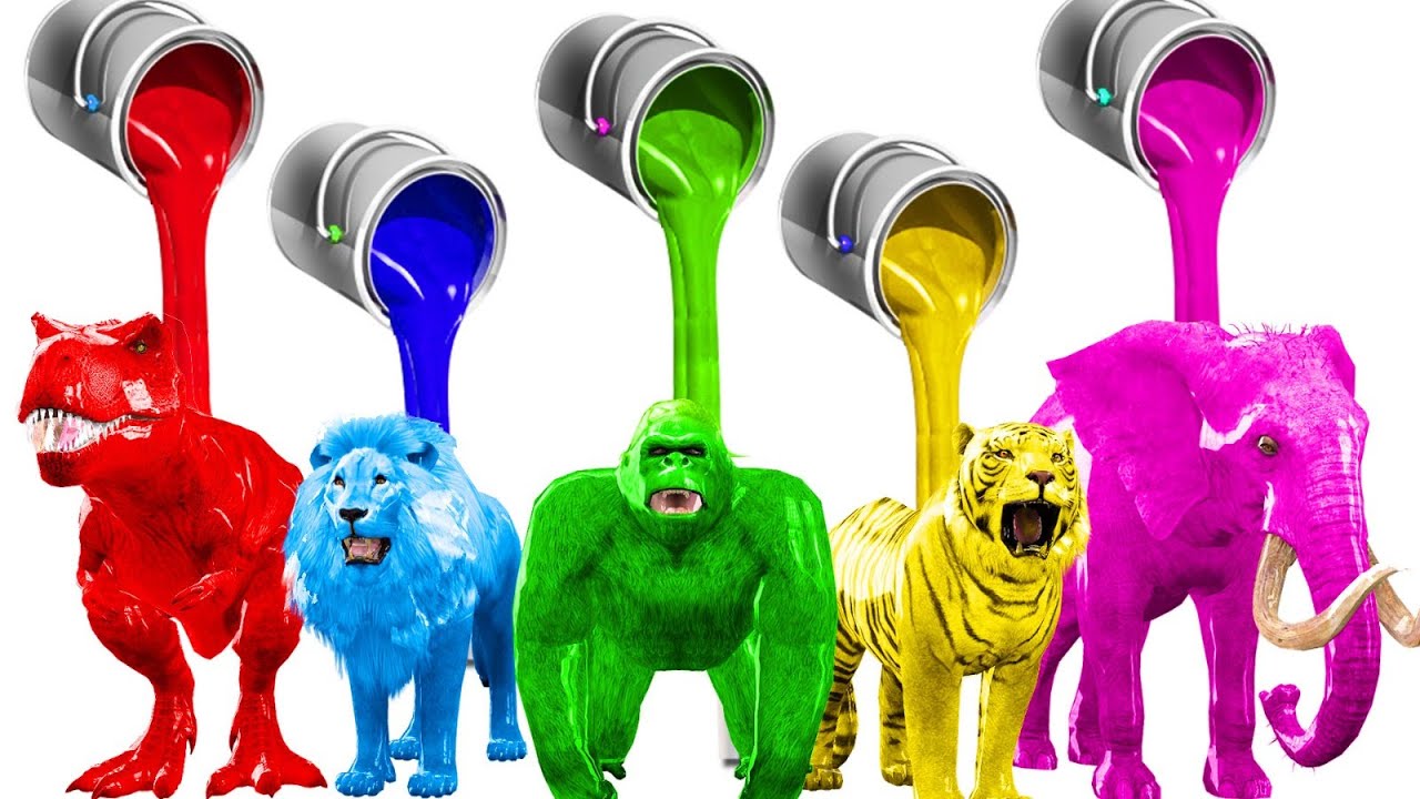 Wood Animals Bucket Paint Learn Colors With Animals | Learn Animals ...