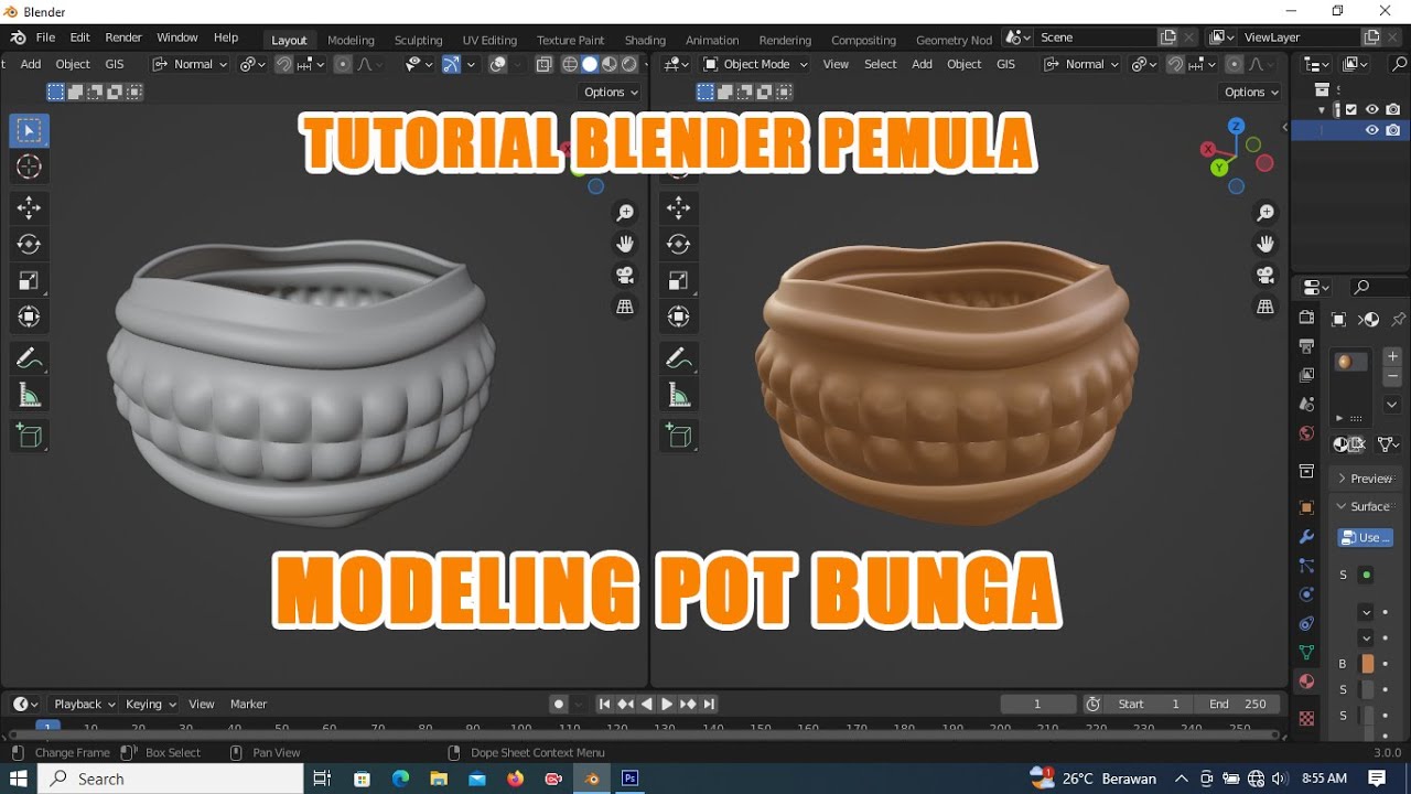 Modeling Pot Bunga - Blender Pemula - YouTube