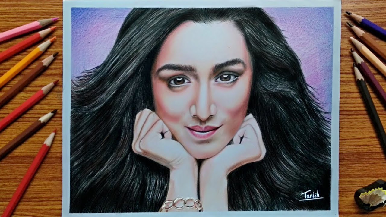 Coloured Drawing of Shraddha Kapoor | Pencil Colour Drawing | Tanish ...