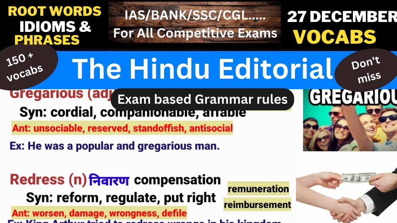The Hindu vocabulary today | 7 27 December 2023 | the Hindu analysis ...