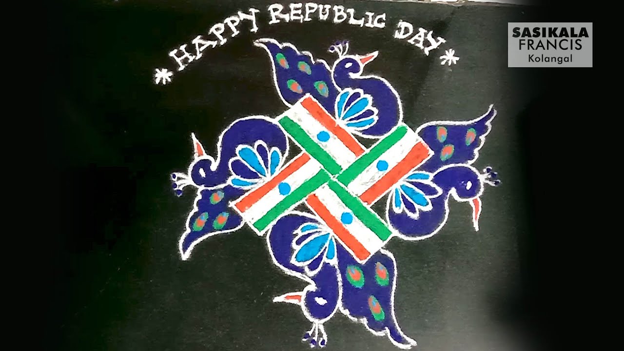 KOLAM 167| BEAUTIFUL REPUBLIC DAY KOLAM DESIGN WITH 9*1 DOTS | REPUBLIC ...