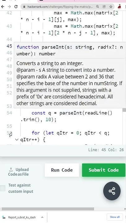 HackerRank Flipping The Matrix JavaScript Solution #DSA #JavaScript #SubratSir - YouTube