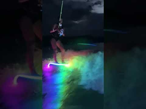 Night surfing with LED surf board and glow sticks!!!!!! - YouTube