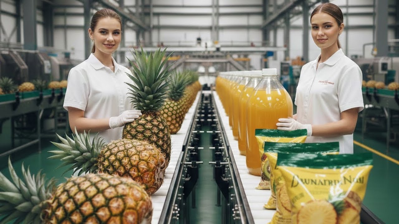 Inside a Massive Pineapple Factory: High-Tech Juice Mass Production ̣ ...