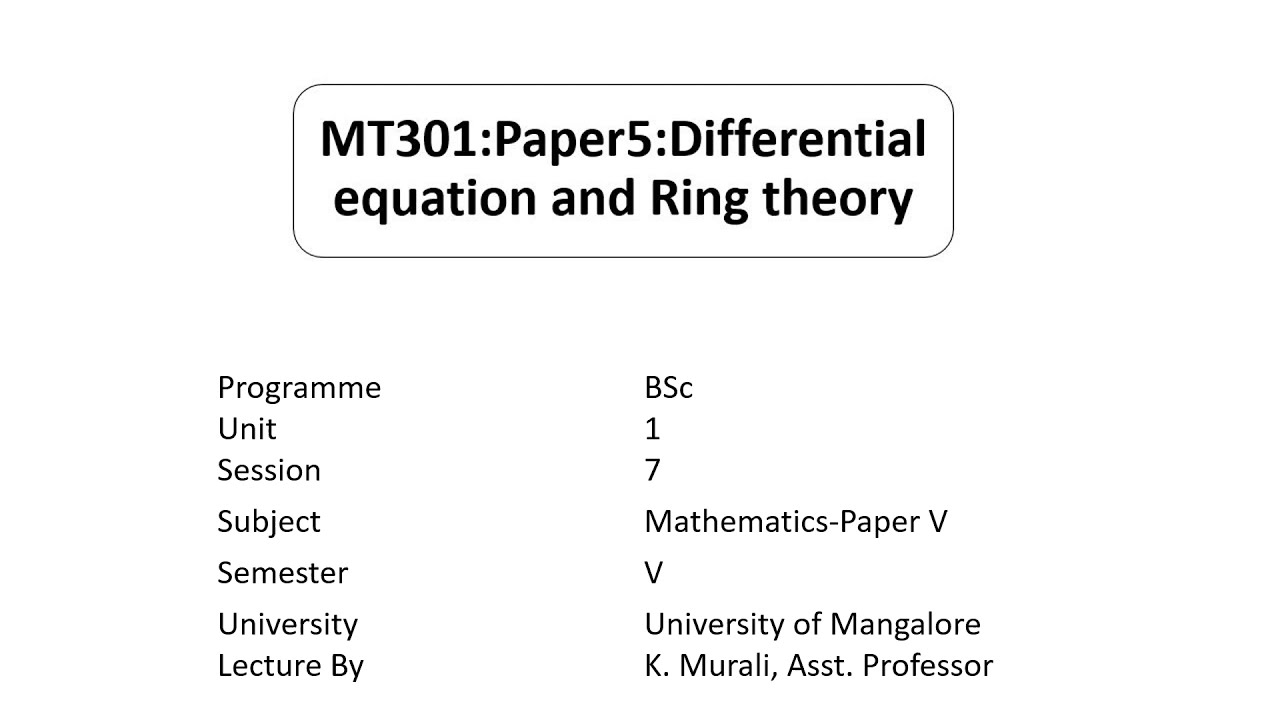 Linear Differential Equations : Method of finding Particular Integral ...