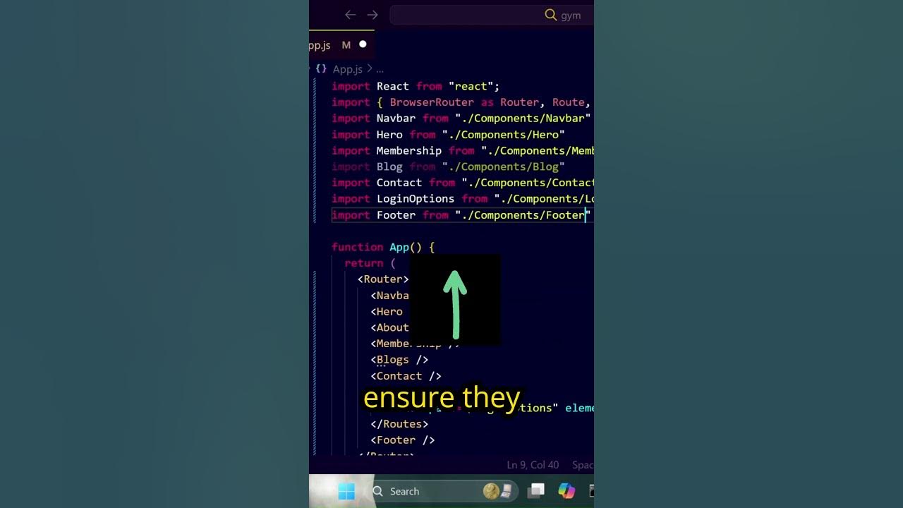 Today we will set up our app.js file in our react website #shorts #reactjs #coderealacademy ...