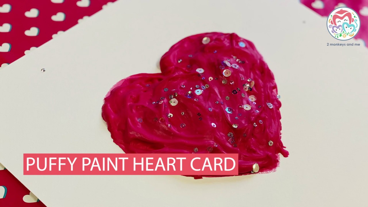 PUFFY PAINT HEART CARD | Valentine's Day DIY - YouTube