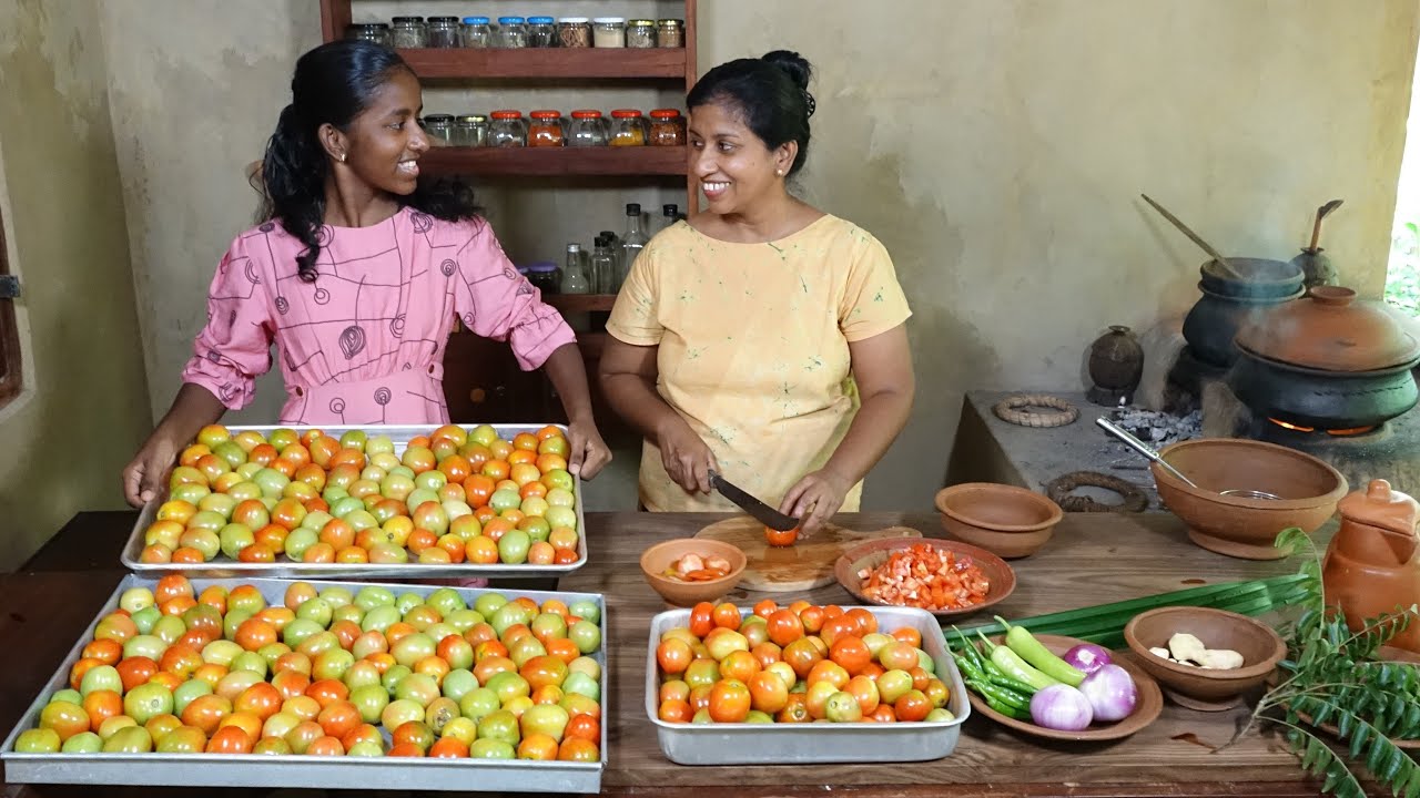 Tomato Recipes 🍅 Healthy Village Lunch Recipe by Mom & Daughter ...