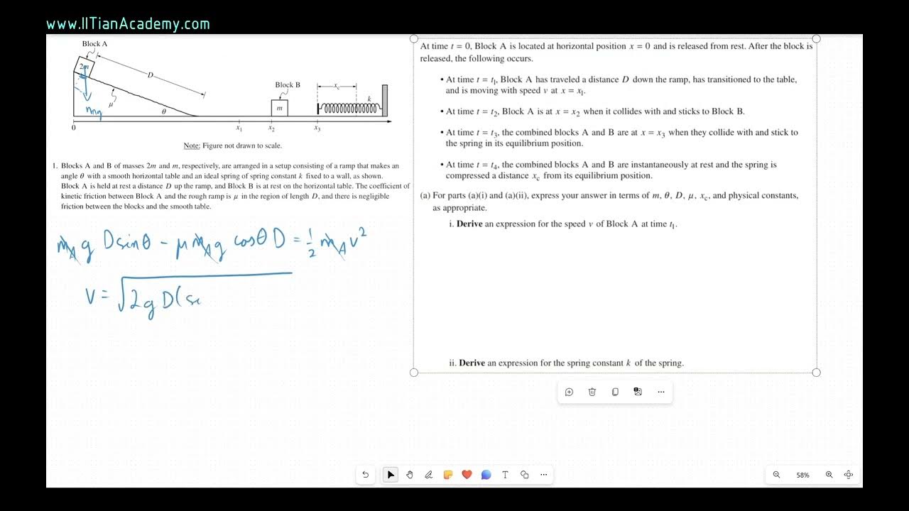 AP Physics C:Mechanics Algebra Based 2024 FRQ Video Solution set 2 Q1a ...