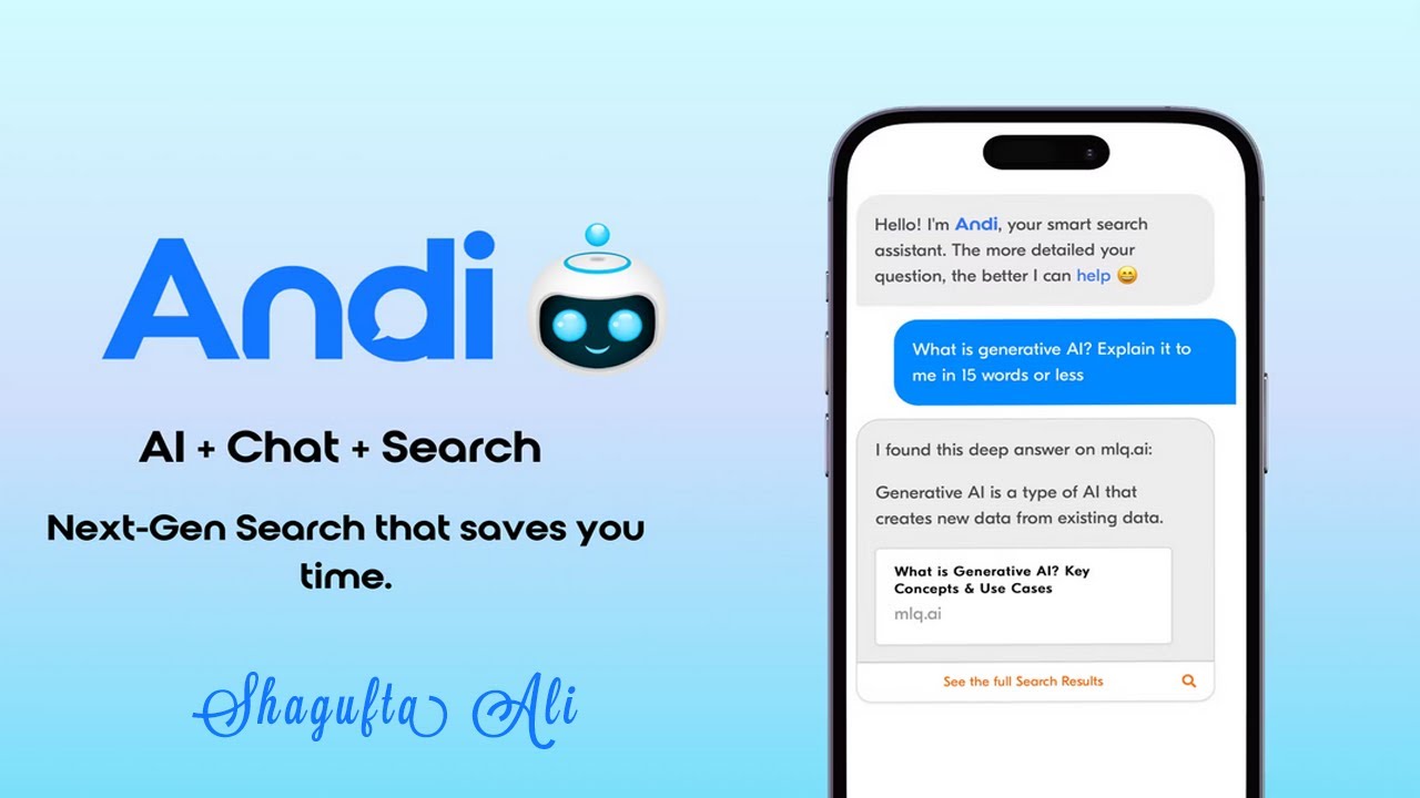 How To Use Andi AI search Tutorial by ShaguftaAli - YouTube