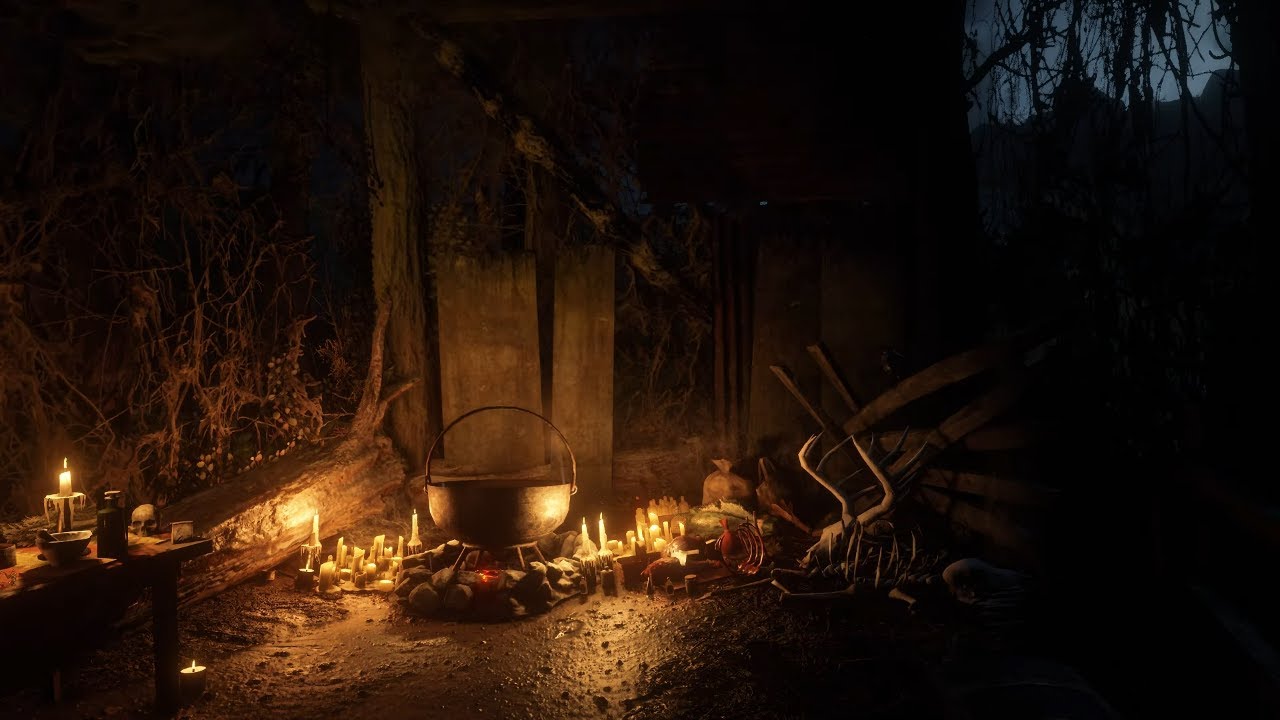 Thunderstorm at the Witch's Cauldron | Halloween Ambience | RDR2 ASMR ...