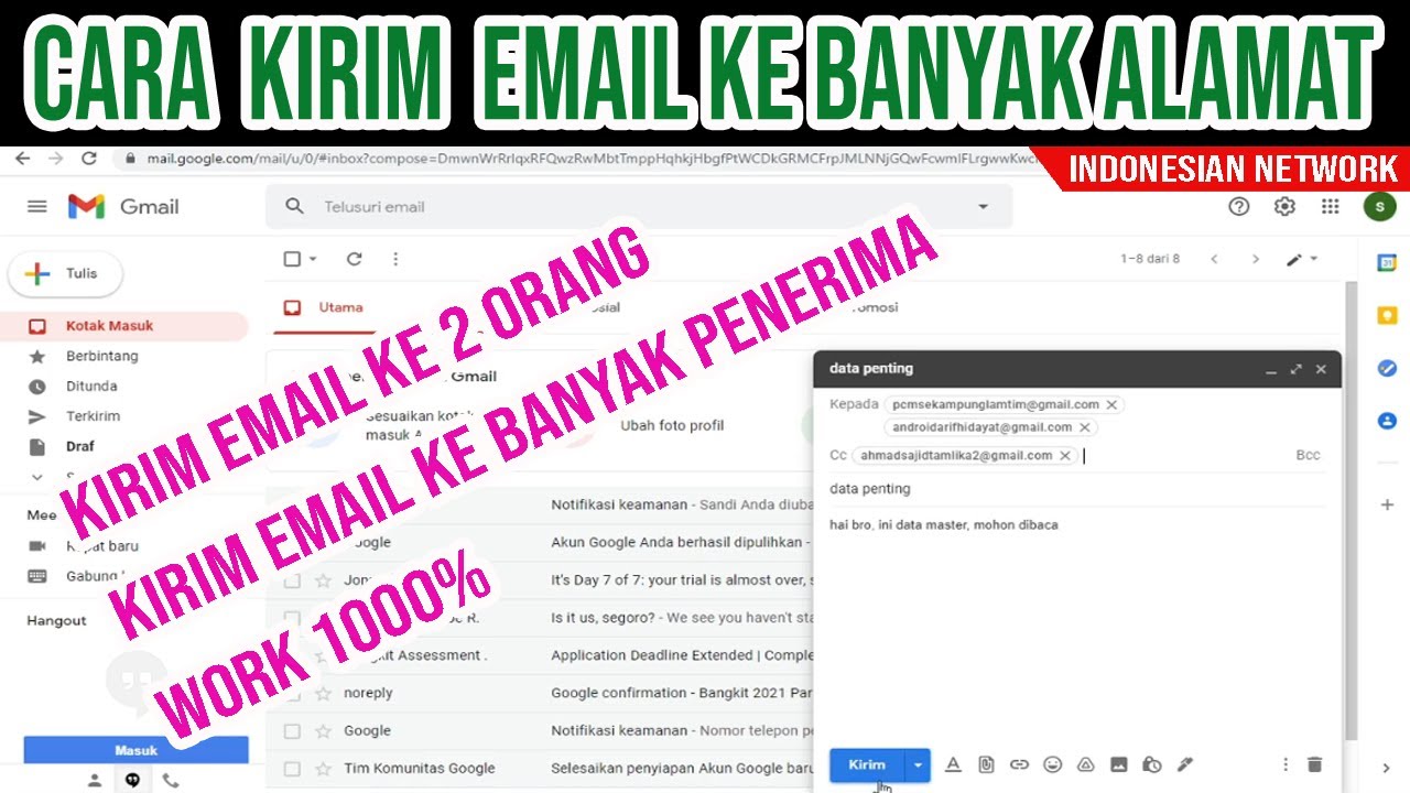 CARA KIRIM EMAIL KE BANYAK ALAMAT DAN BANYAK PENERIMA | KIRIM EMAIL KE ...