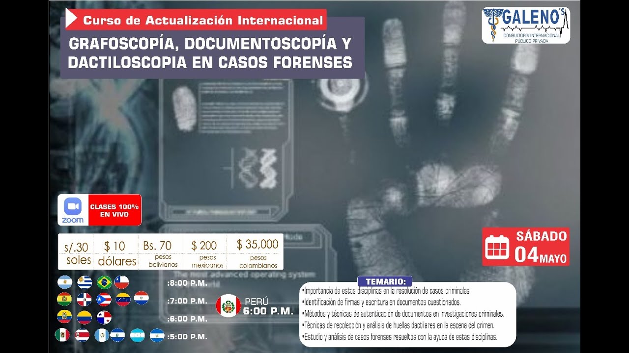 CURSO: GRAFOSCOPÍA, DOCUMENTOSCOPÍA Y DACTILOSCOPIA EN CASOS FORENSES ...