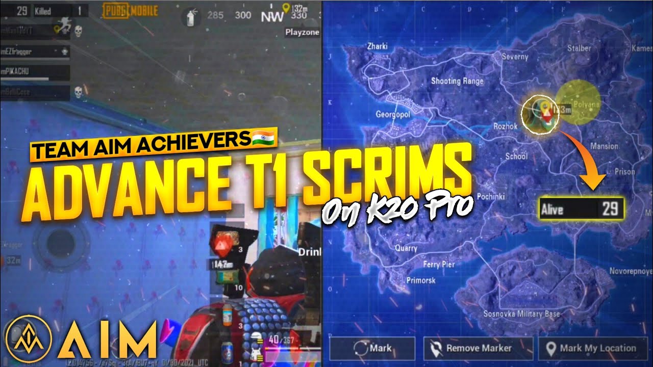 🇮🇳 Advance T1 Scrims On K20 PRO⚡Team Aim Achievers 🇮🇳 Pubg Mobile⚡ ...