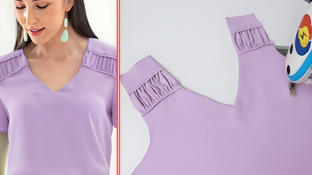 Very easy style for V-neck design with ruffles for cutting and ...