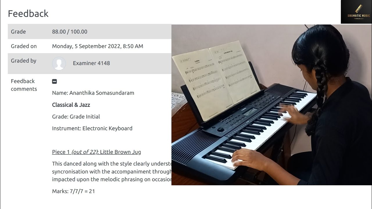 Ananthika | 88Marks | Distinction | Initial Grade | Keyboard Trinity ...