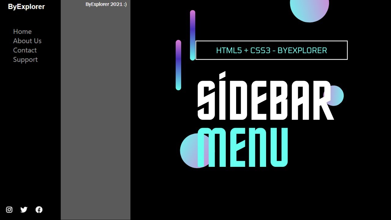 HTML5 + Css3 Basit Sidebar Yapımı 2021 - YouTube