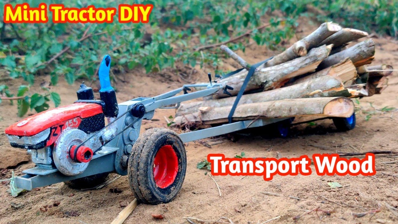 Mini Tractor Go To Transport Wood For Firewood,Mini Tractor DIY - YouTube
