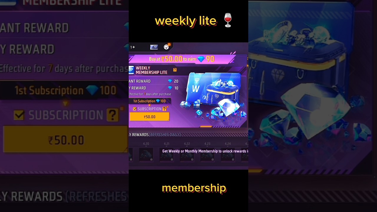 weekly lite membership kaise parchase kre🍷⚡#freefire #viral #shorts # ...