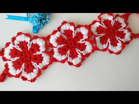 Çiçekli uzun örgü lif yapımı/örgü lif modeli💥