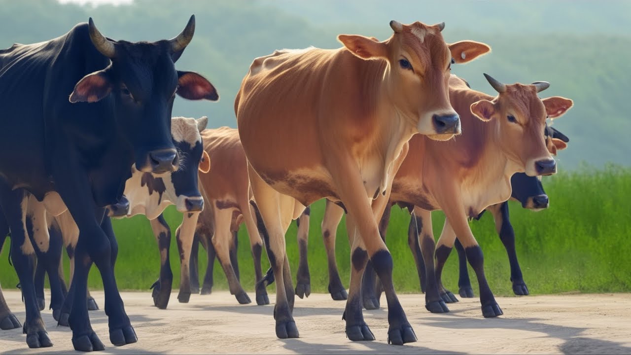 Gembala Grombolan Sapi Lembu Jinak Jalan Santai Di Jalan Pendesa, Video ...