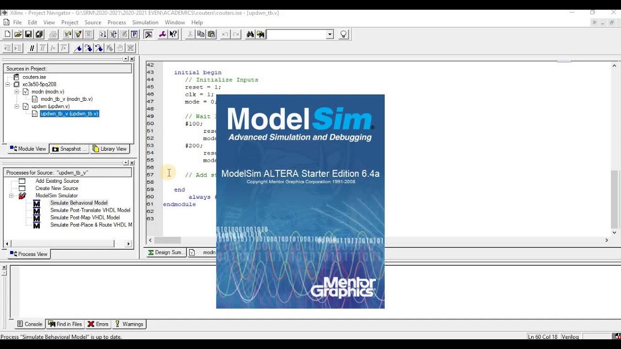 Up Down Counter Mod N Counter In Verilog Using Behavioral Modelling Youtube