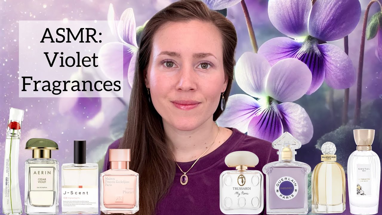 ASMR - Violet Fragrances / Perfumes - Glass Tapping & Soft Spoken - YouTube