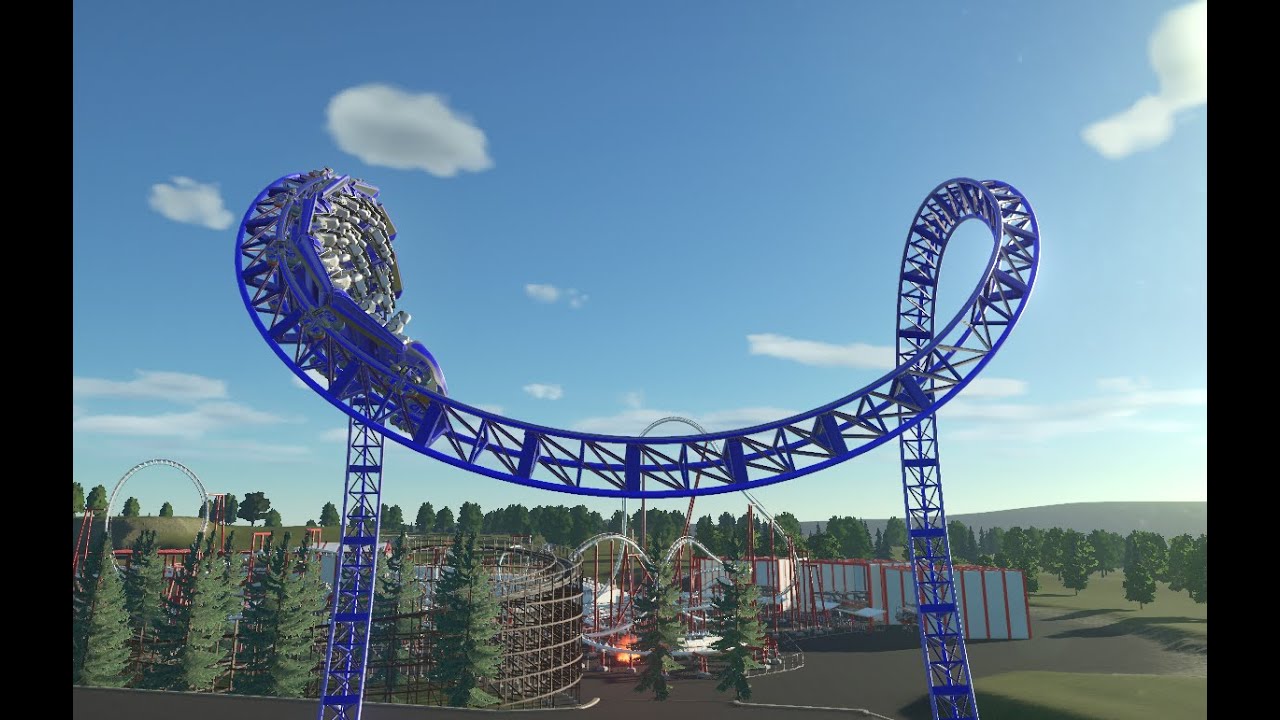 Galaxy Lake Resort pt 6 - Starting an intamin 10 inversion coaster ...