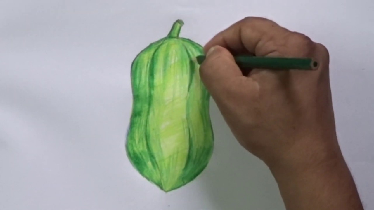 How to Draw A PAPAYA # VERY EASY!!Color Pencil # step by step draw A ...