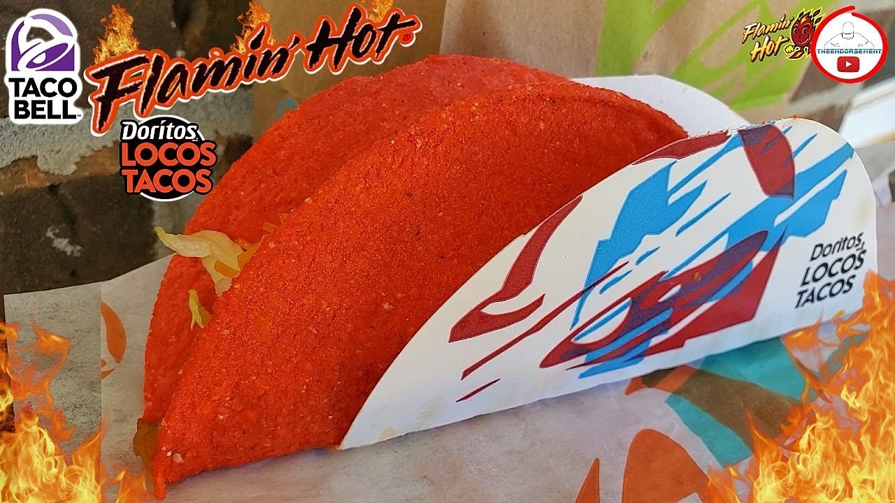 Taco Bell® FLAMIN' HOT DORITOS® LOCOS TACO Review! 🌮🔔🔥 - YouTube