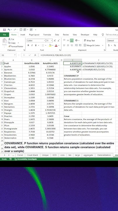 How to Analyze Data Relationships with Excel Covariance Functions - YouTube