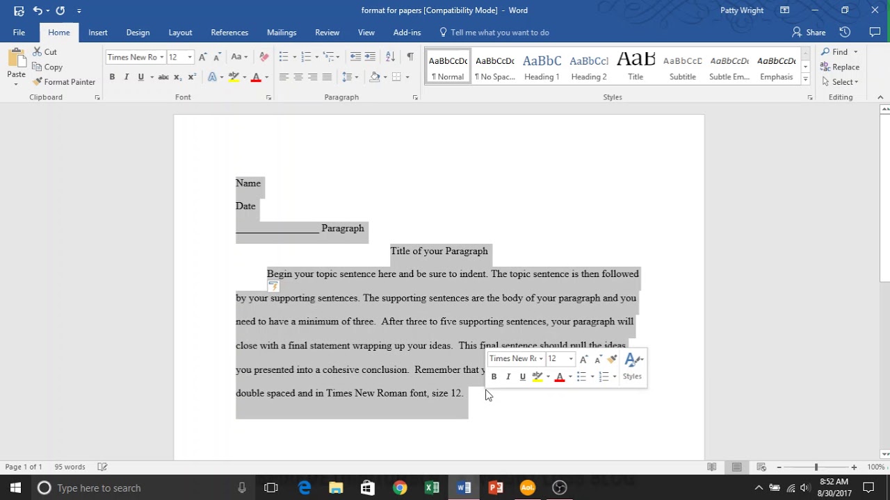 paper formating for writing assignments - YouTube