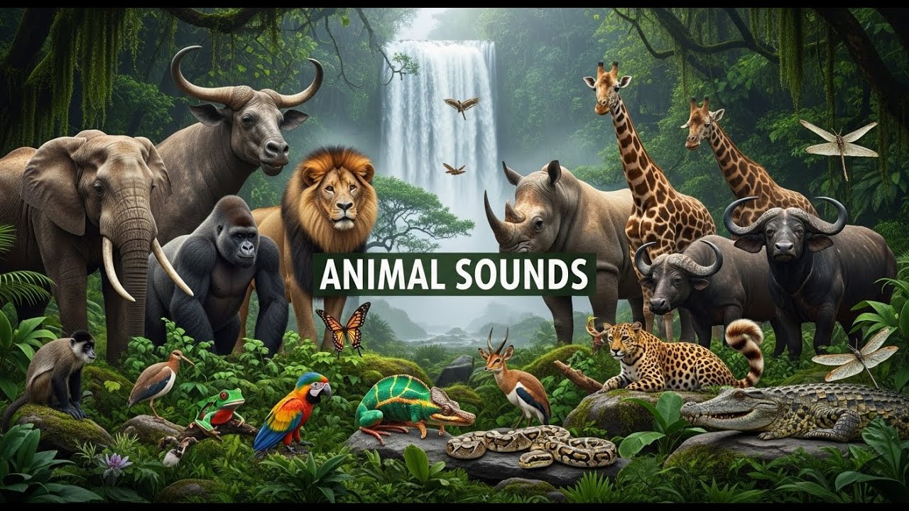 Wild African Animal Sounds | Elephant, Giraffe, Zebra, Hippo, Lion ...