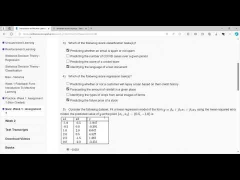 Introduction to machine learning answers week1 assignment 2024 nptel # ...