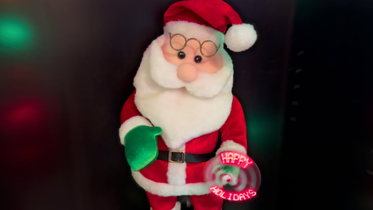 Gemmy 2007 Large Message Fan Santa “Let It Snow” - YouTube