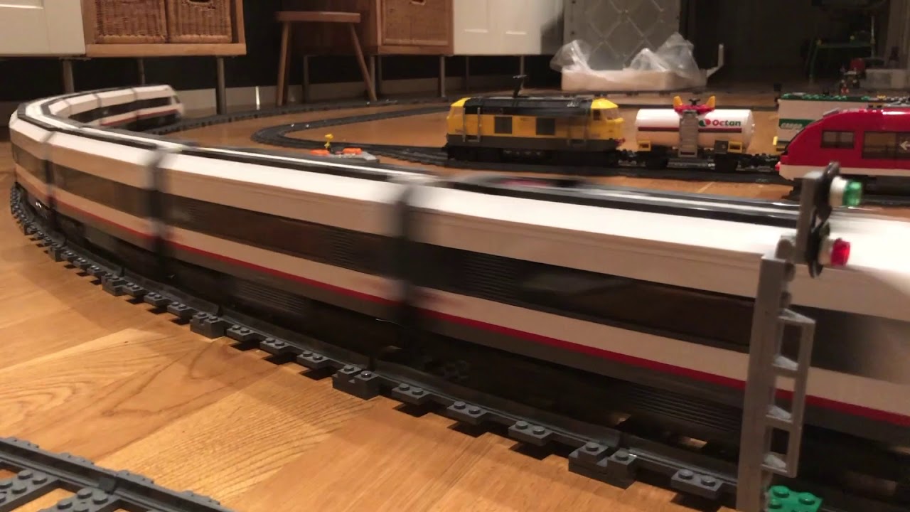 Very fast LEGO ICE train on long curve layout! - YouTube