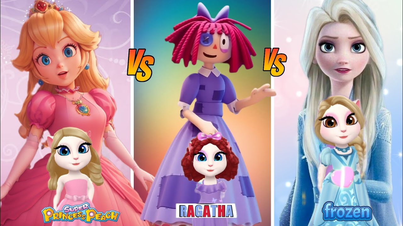 💜Frozez Elsa vs Ragatha vs Princess Peach💙My Talking Angela 2#gaming ...