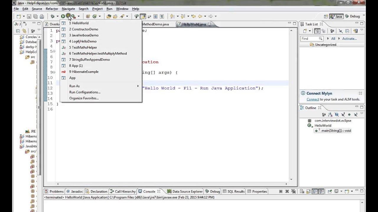 ECLIPSE SHORTCUT KEY F11 RUN THE APPLICATION DEMO - YouTube