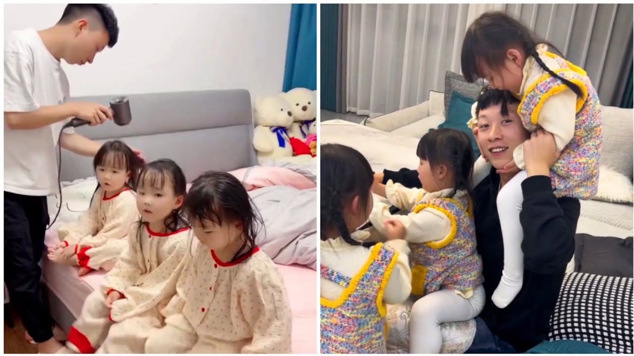 Cute Chinese triplets new vlog/ the father of the Chinese triplets is ...