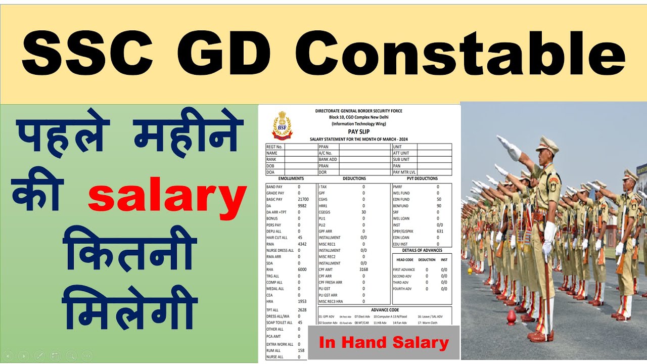 In Hand Salary SSC GD Constable | SSC GD First Salary Slip - YouTube