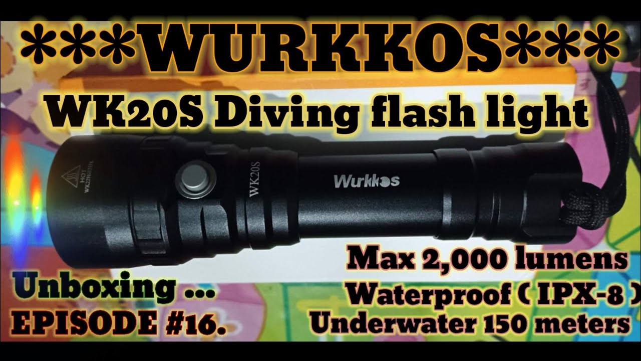 WURKKOS WK20S SCUBA DIVING FLASH LIGH, 2,000 LUMENS. FANTASTIC DIVING ...
