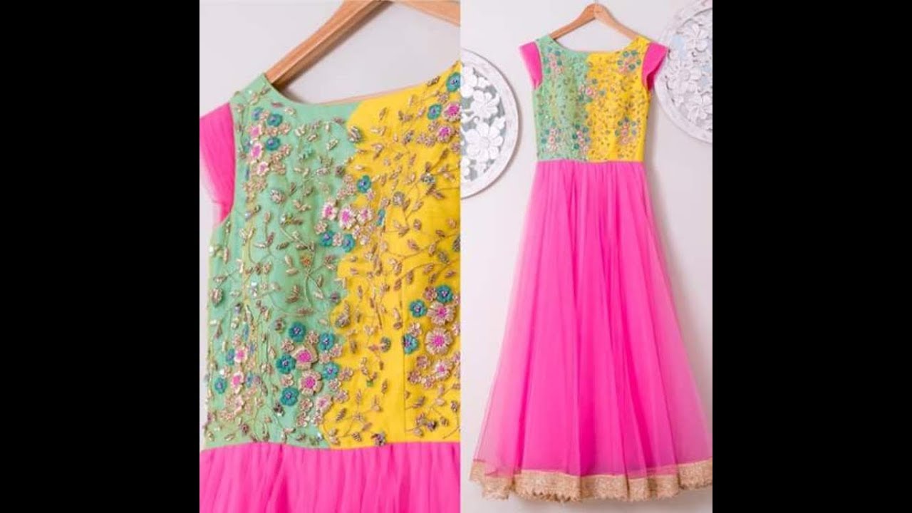 latest floor length contrast color dress - YouTube