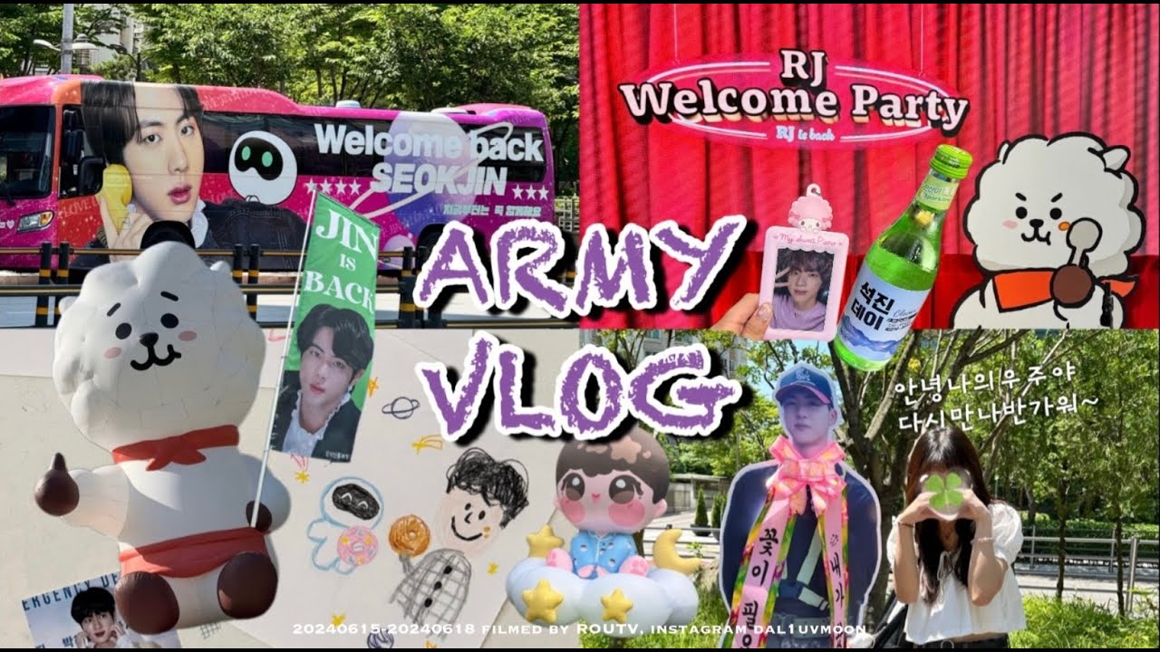[ARMY VLOG] BTS JIN Welcome Home♡（天氣晴☀️慶祝碩珍退伍!!） - YouTube