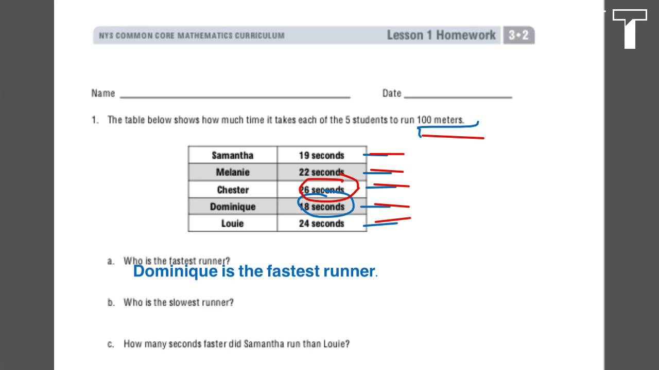 Grade 3 Module 2 Lesson 1 HW pg 1 - YouTube