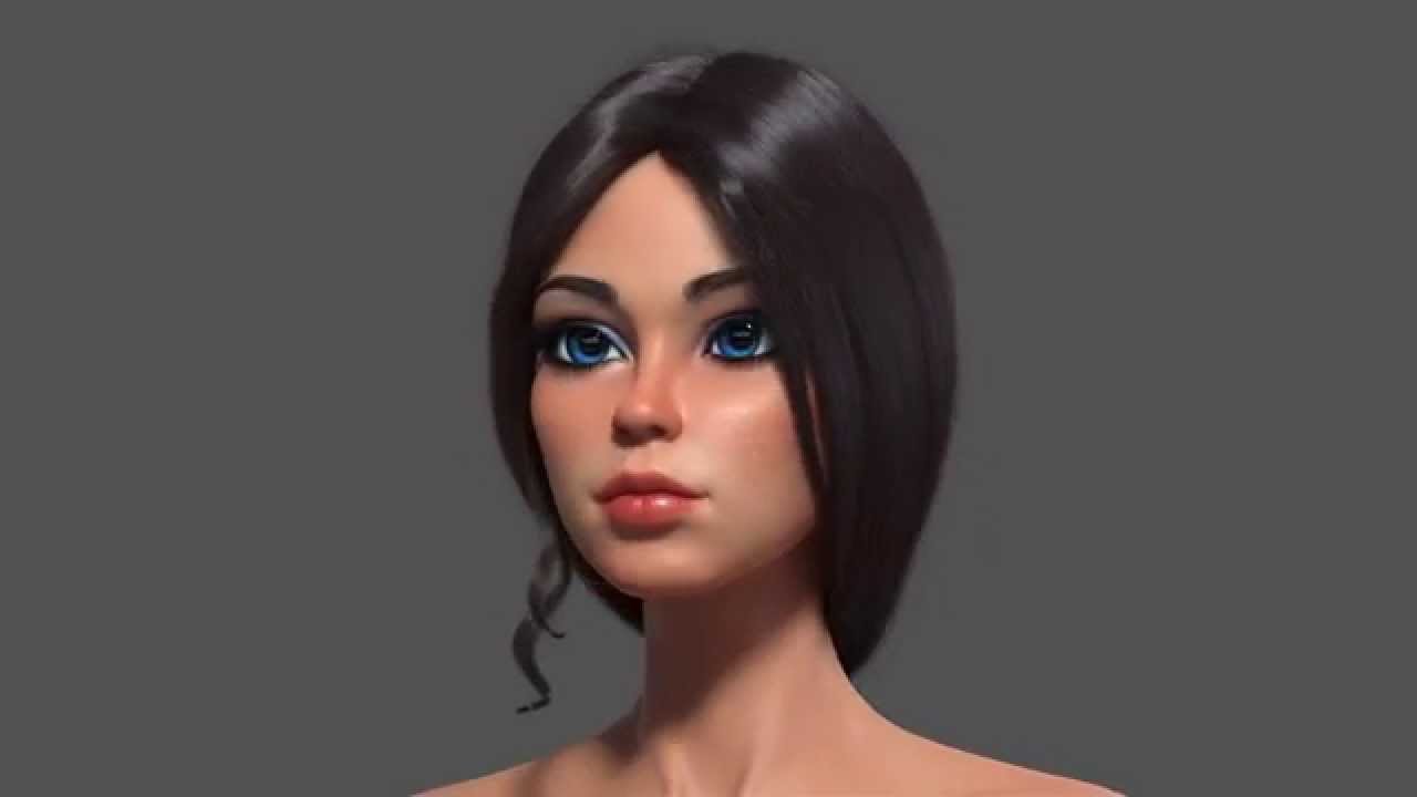 Cartoon girl face, render vray - YouTube