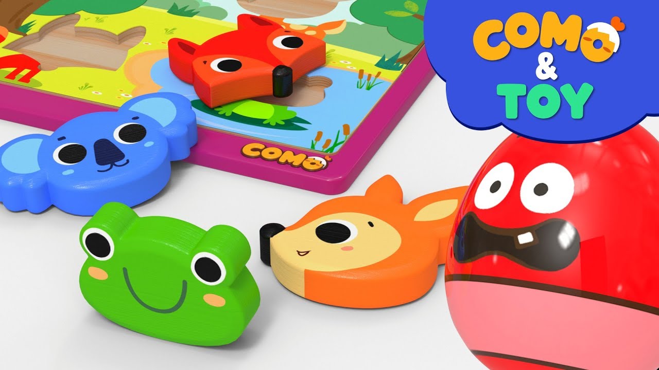 Como | Animal Puzzles | Learn colors and words | Cartoon video for kids ...