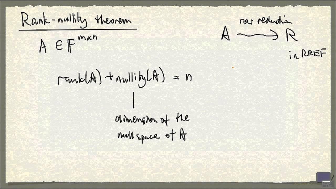 Week 9 - Rank-nullity theorem - YouTube
